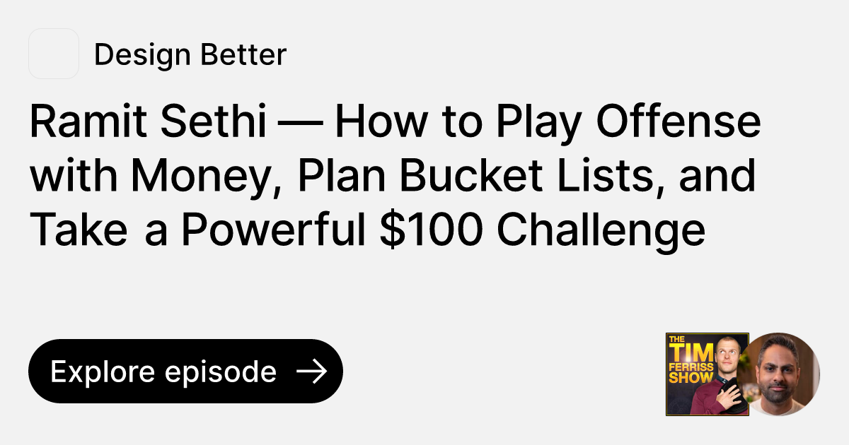 Episode: Ramit Sethi — How to Play Offense with Money, Plan Bucket ...