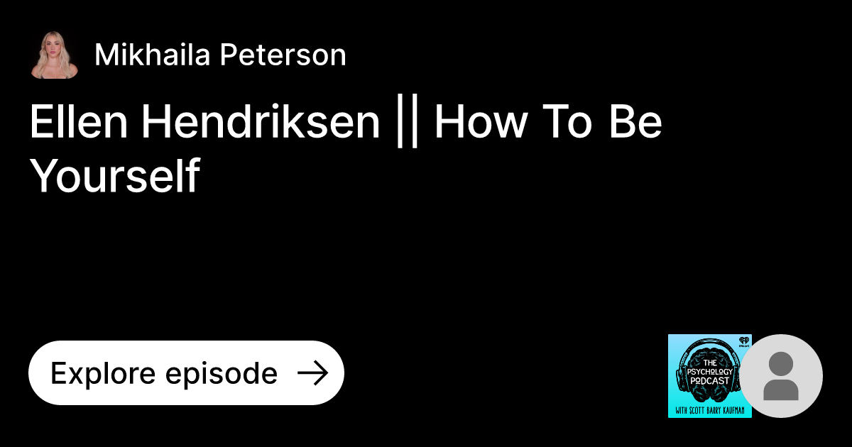 Episode: Ellen Hendriksen || How To Be Yourself | Ask Mikhaila Peterson