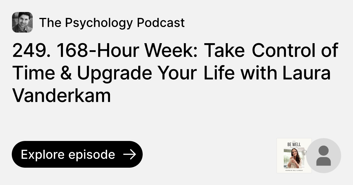 Episode: 249. 168-Hour Week: Take Control of Time & Upgrade Your Life ...