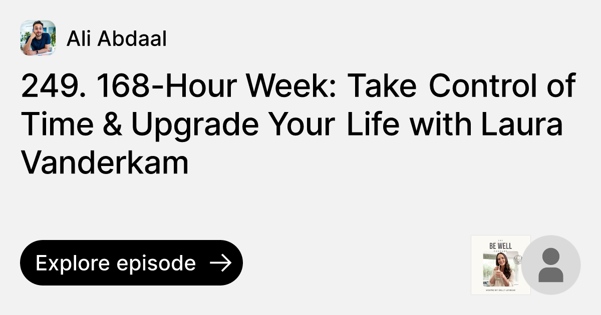 Episode: 249. 168-Hour Week: Take Control of Time & Upgrade Your Life ...