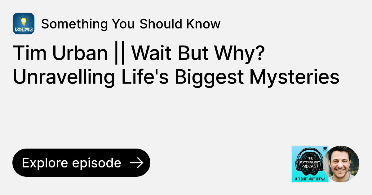 Episode: Tim Urban || Wait But Why? Unravelling Life's Biggest ...