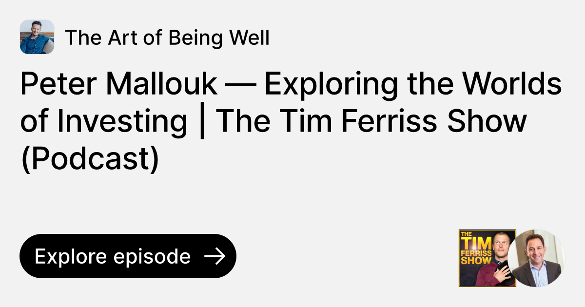 Episode: Peter Mallouk — Exploring the Worlds of Investing | The Tim ...