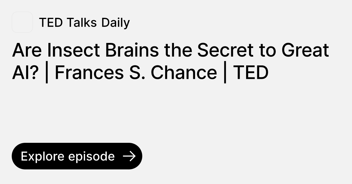 Episode: Are Insect Brains the Secret to Great AI? | Frances S. Chance ...