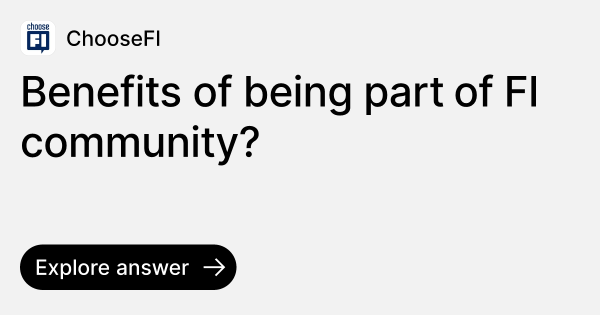 Benefits of being part of FI community? | Ask Dexa